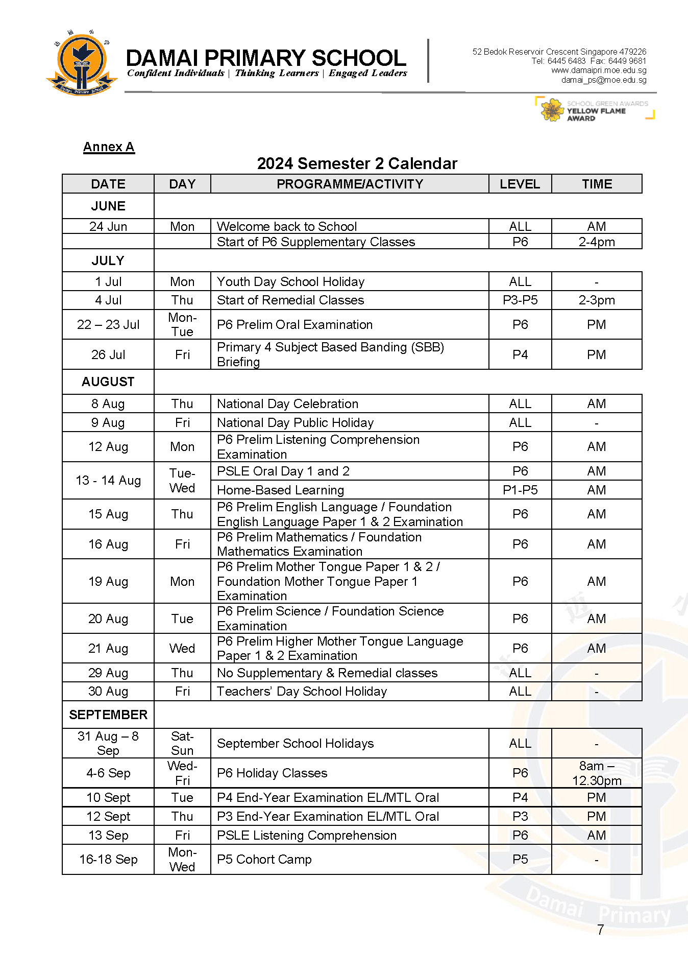 Calendar of Events